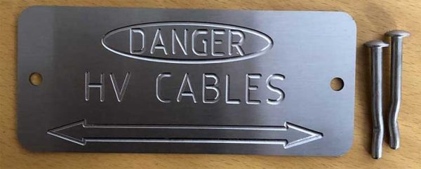 Underground cable routes Stainless Steel Labels